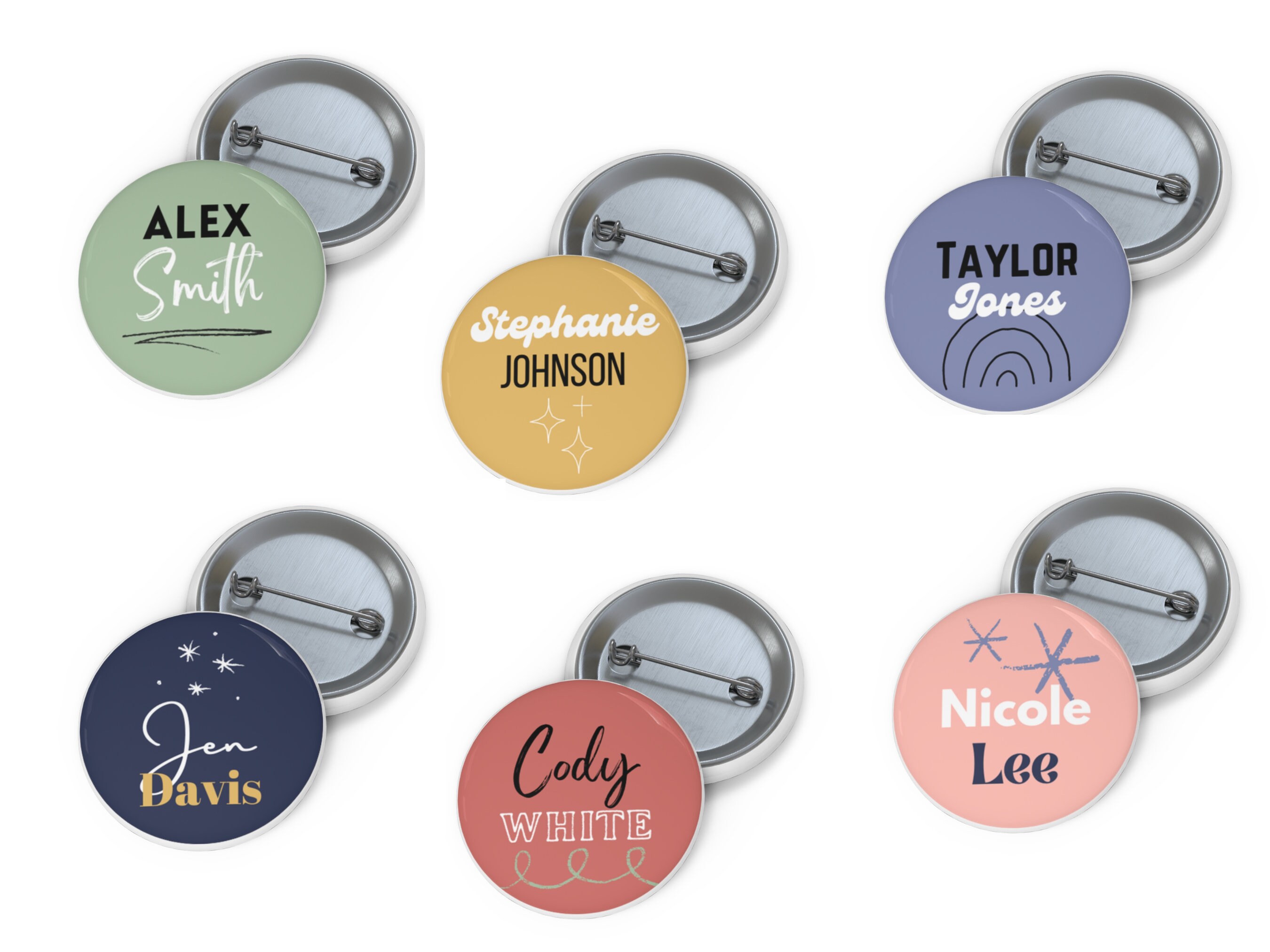 Customizable Name Buttons | Canva Template (1 Inch Buttons) | Fun ...