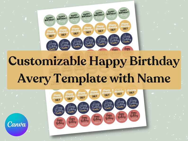 Customizable Avery Label Template 6450 94500 Happy Etsy