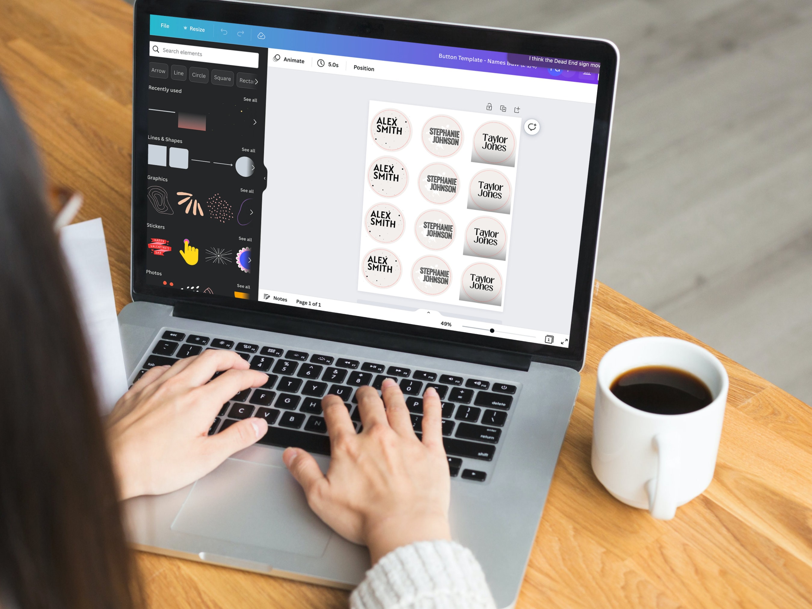 Customizable Modern Name Buttons | Canva Template (2 1/4 Inch Buttons ...