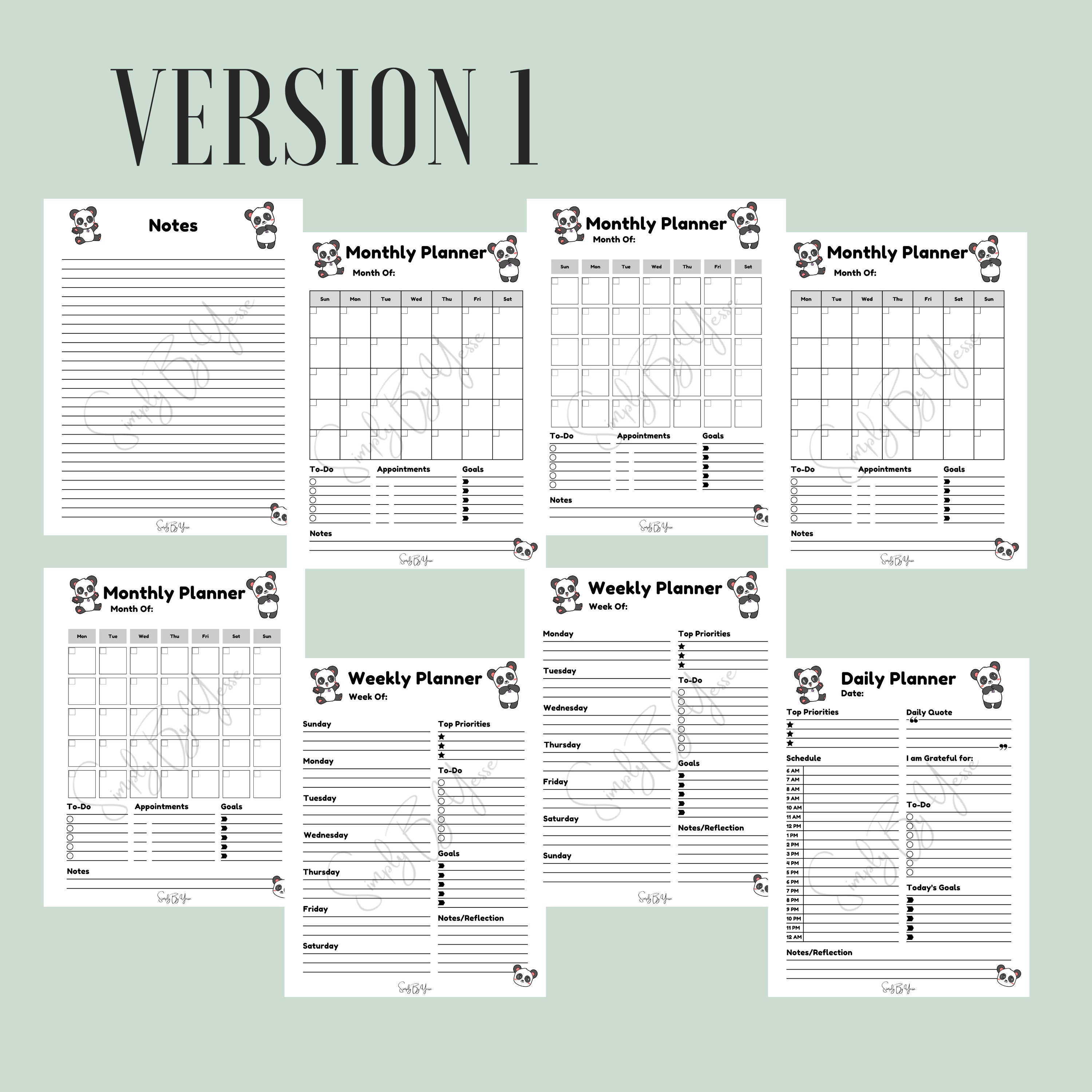 Cute Panda Printable Planner - Etsy