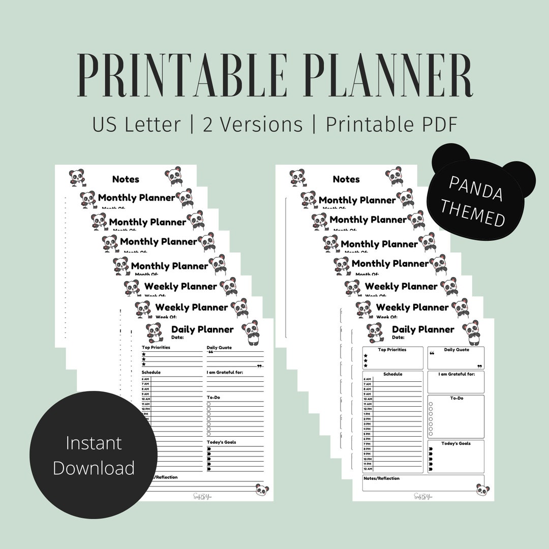 Cute Panda Printable Planner - Etsy
