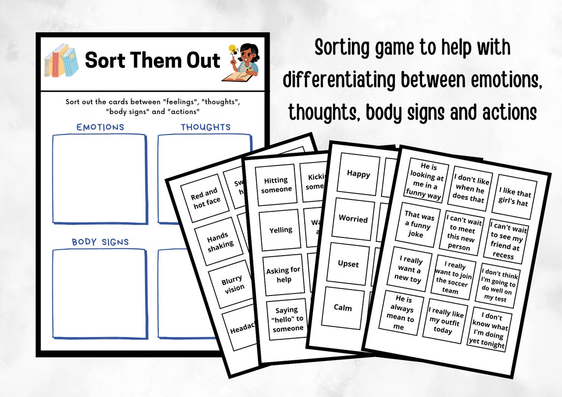 CBT Worksheets - Connecting and Differentiating Between Thoughts ...