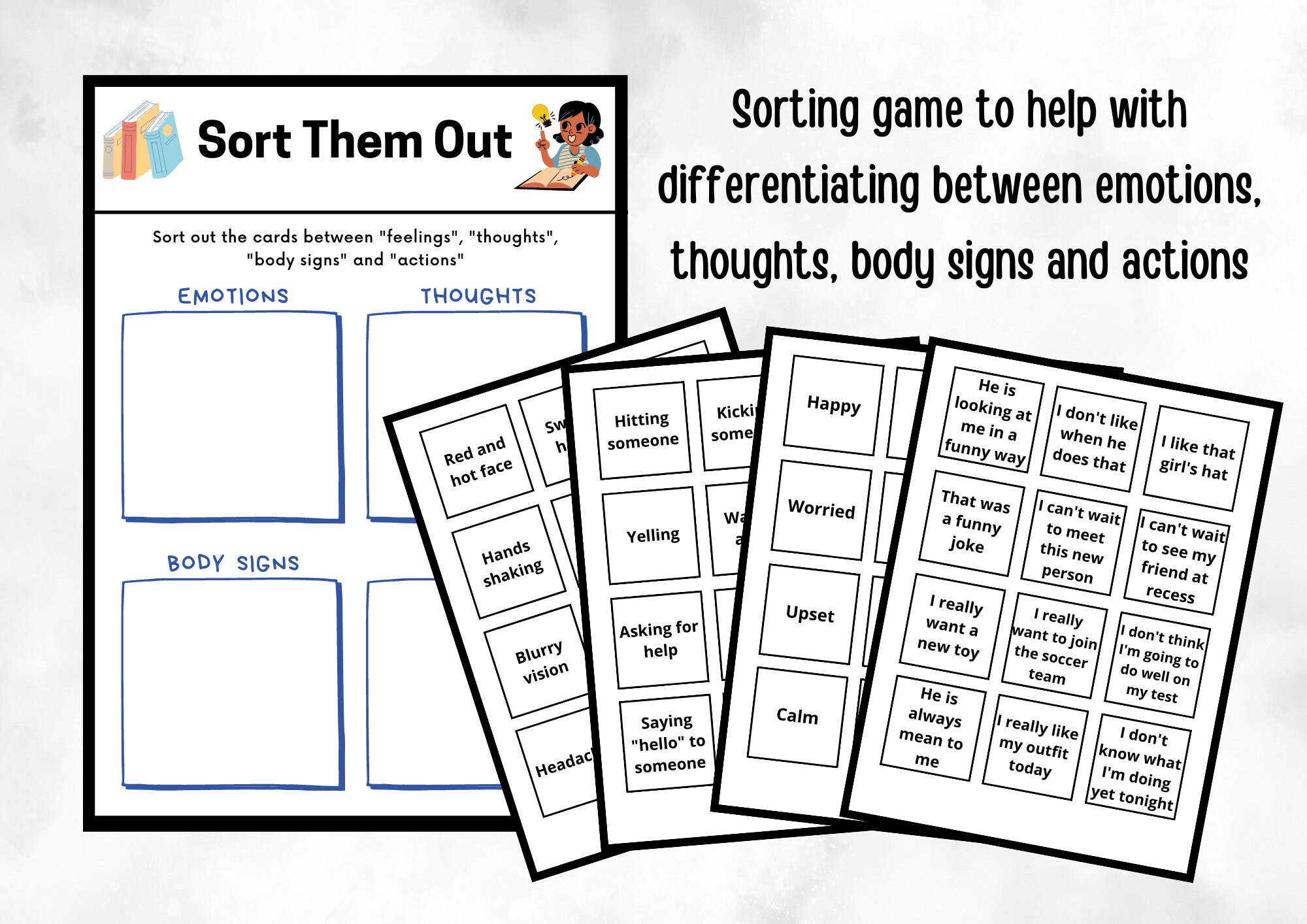 CBT Worksheets - Connecting and Differentiating Between Thoughts ...