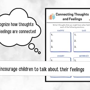 CBT Worksheets - Connecting and Differentiating Between Thoughts ...