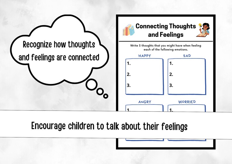 CBT Worksheets - Connecting and Differentiating Between Thoughts ...