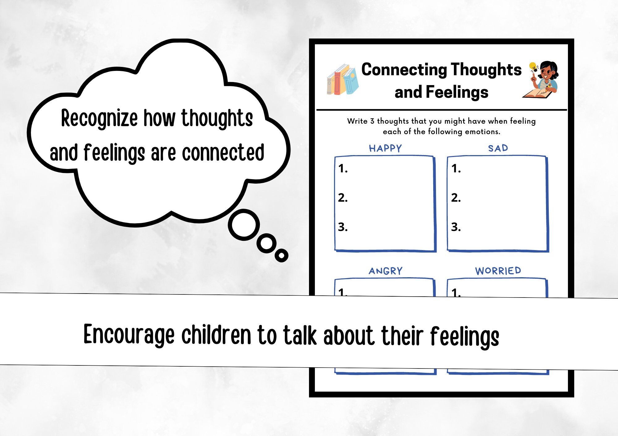 CBT Worksheets - Connecting and Differentiating Between Thoughts ...