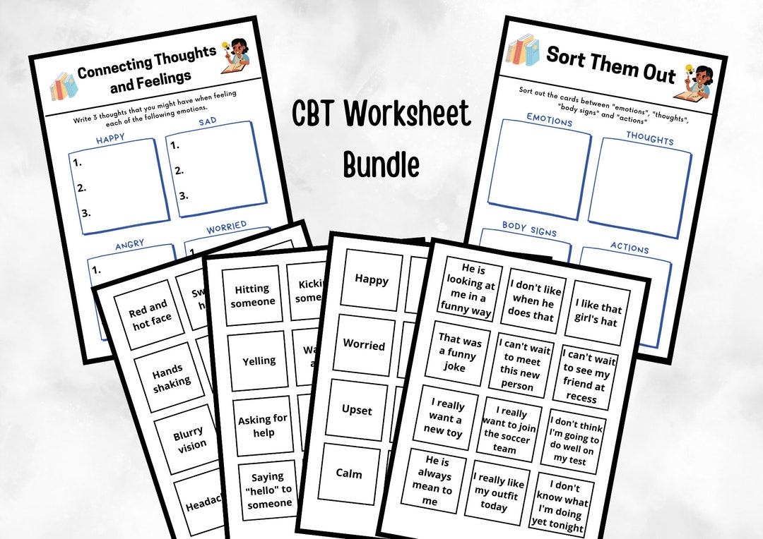 CBT Worksheets - Connecting and Differentiating Between Thoughts ...