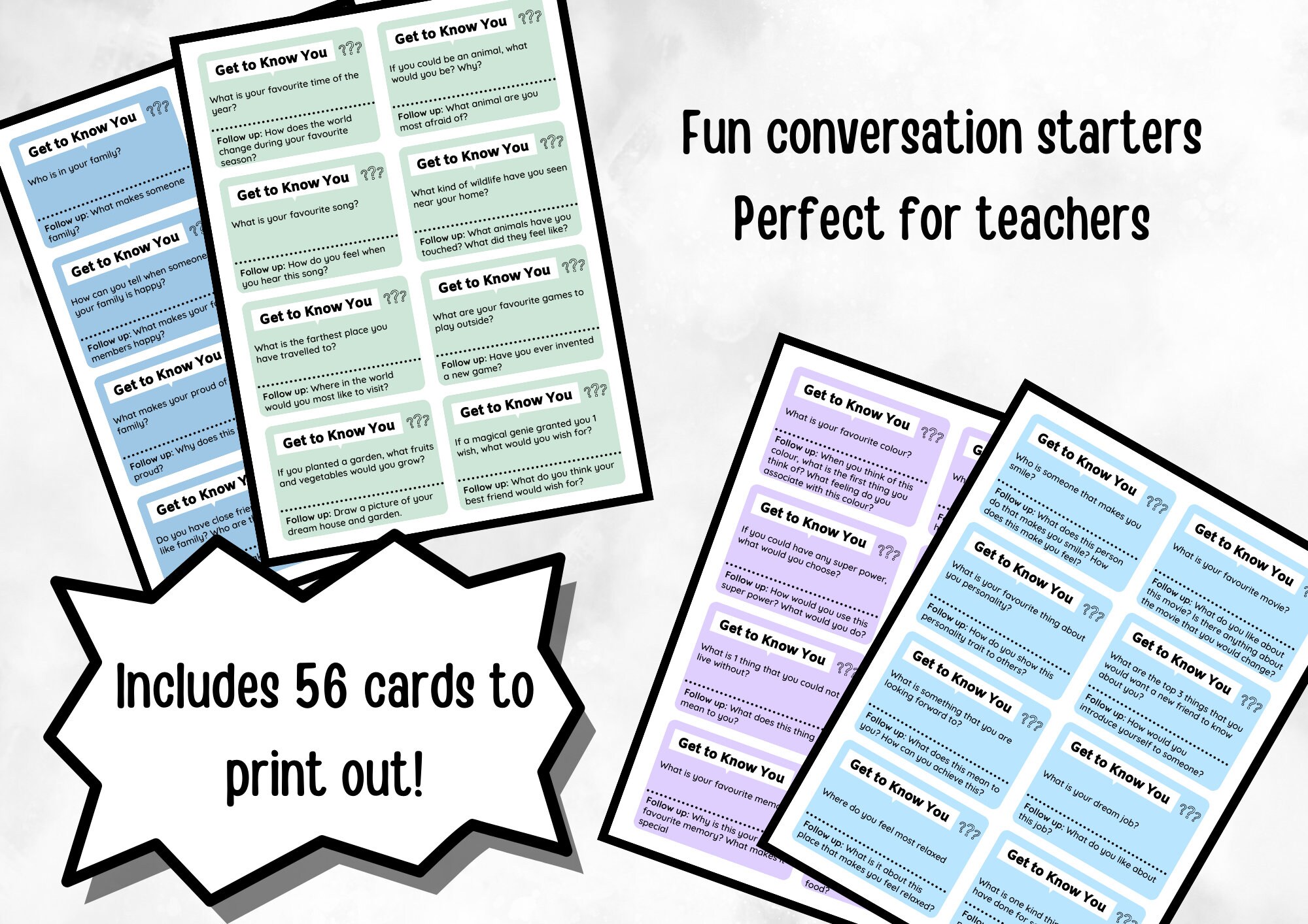 Conversation Starter Talking Cards Friendship Building, Teacher ...