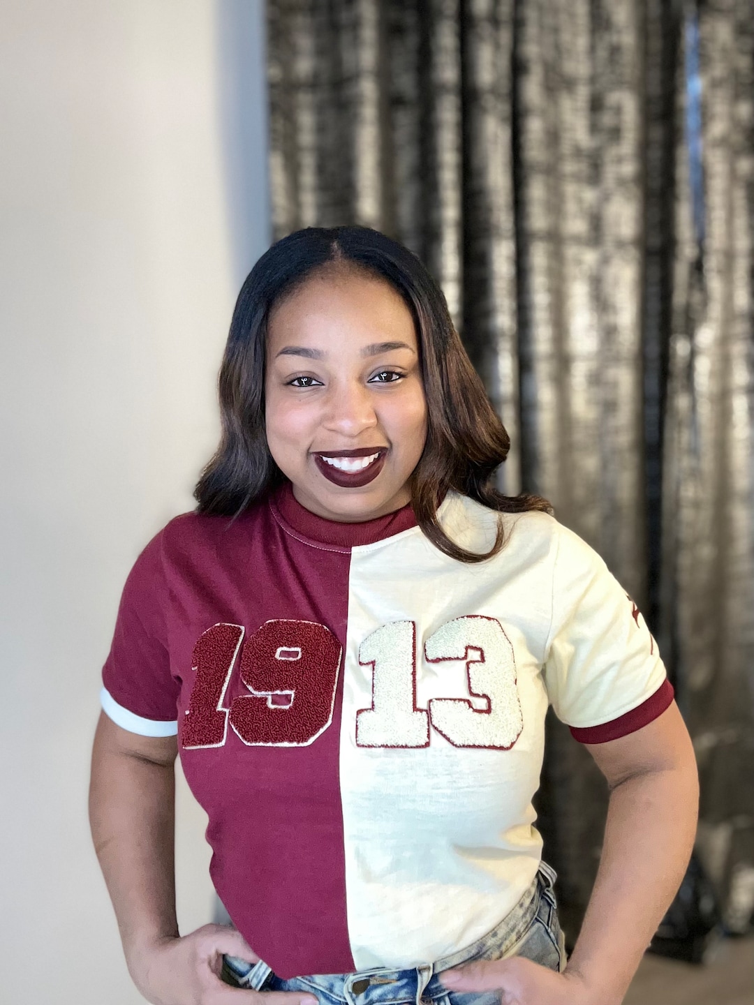 Crimson & Cream Color Block 1913 - Etsy