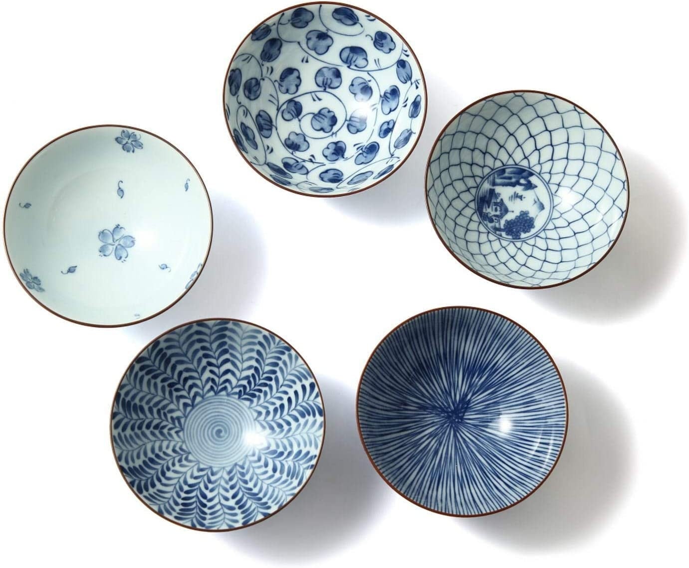 Set of 5 Japanese Mino Ware Ceramic Rice Soup Bowl, Authentic Handmade ...