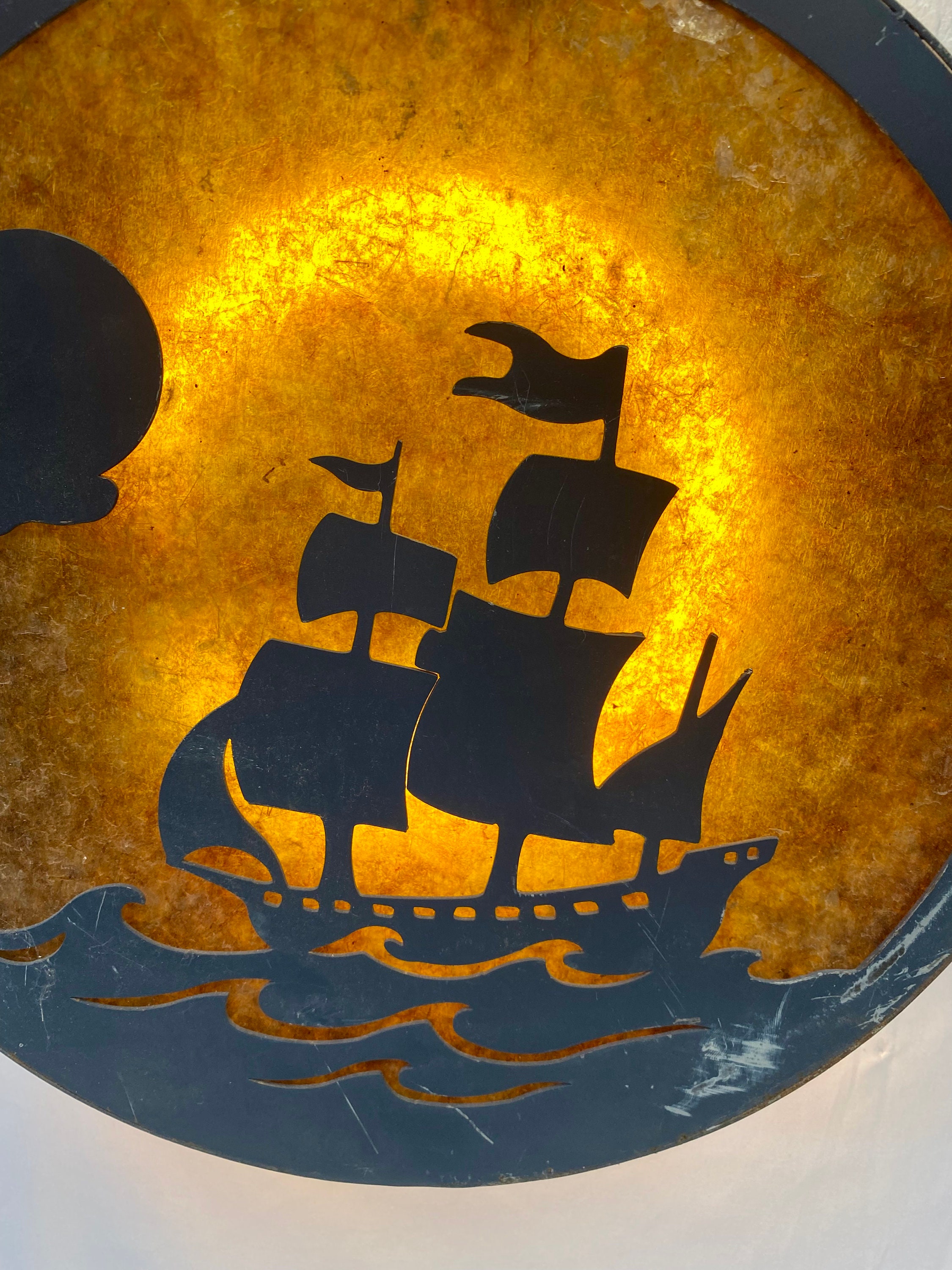 Vintage Metal Nautical Clipper Ship /sailboat Wall Light Fixture or ...