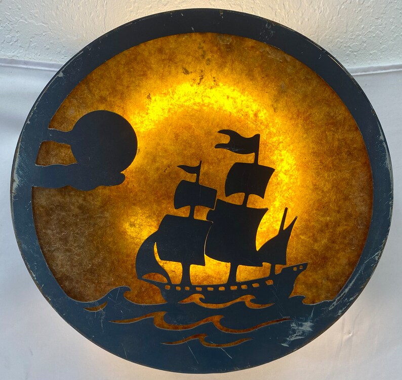 Vintage Metal Nautical Clipper Ship /sailboat Wall Light Fixture or ...