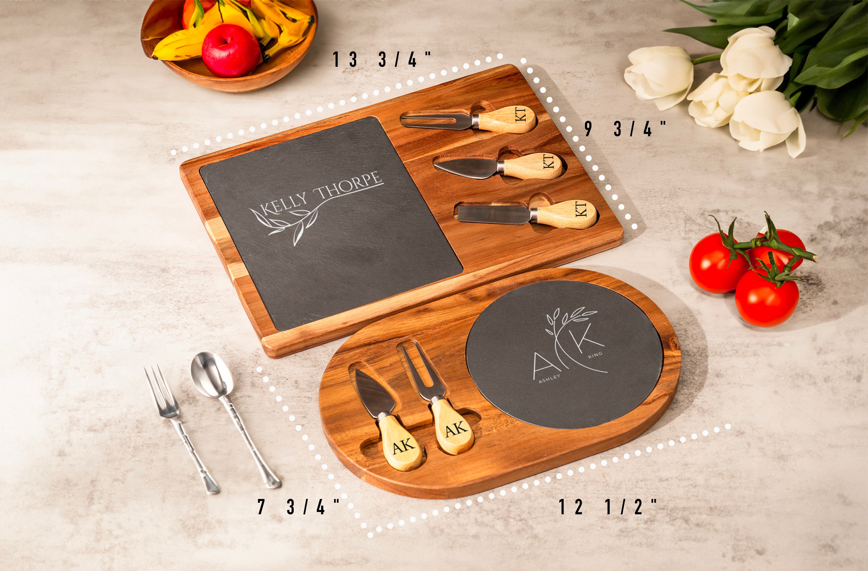 Custom Cheese Board Set, Bamboo Charcuterie Board, Kitchen Gift ...