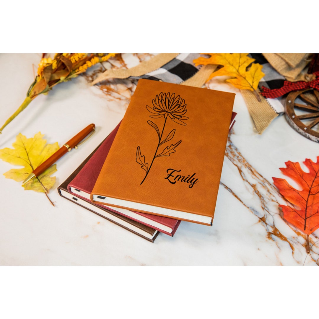 Customized Birth Month Flower Journal | Personalized Birth Flower Gift ...