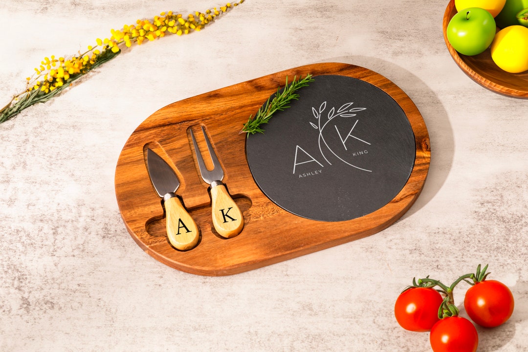 Custom Cheese Board Set, Bamboo Charcuterie Board, Kitchen Gift ...