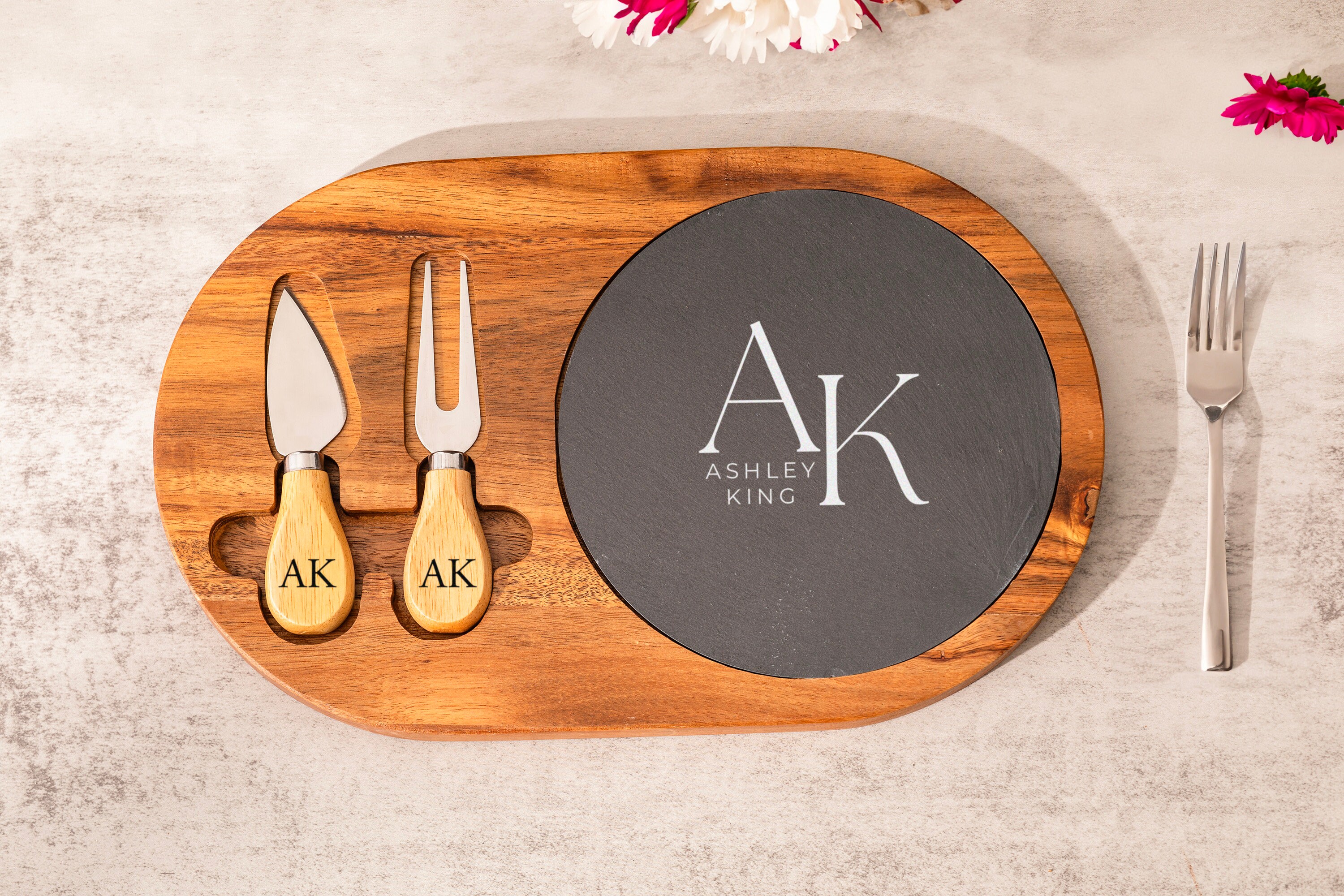 Custom Cheese Board Set, Bamboo Charcuterie Board, Kitchen Gift ...