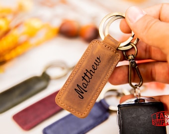 Personalized Leather Keychain. Custom Leather Keychain. Wedding Gift ...
