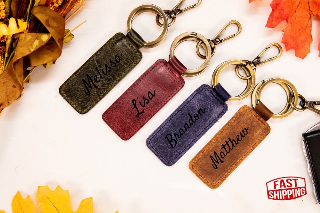 Couples Keychain Gift, Custom Leather Keychain, Personalized Keychain ...