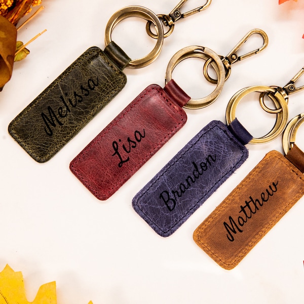 Leather Keychain - Etsy