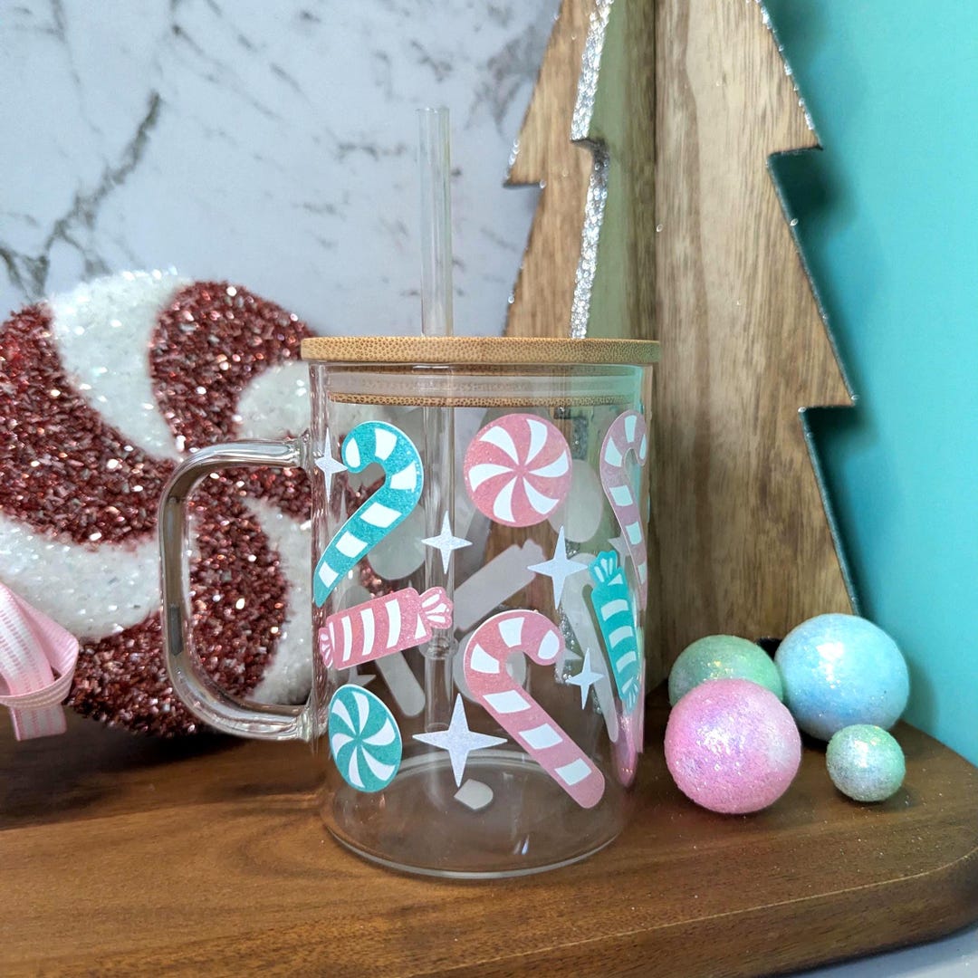 Christmas Candyland Pastel Pink, Mint and White Glittery Finish 16oz ...
