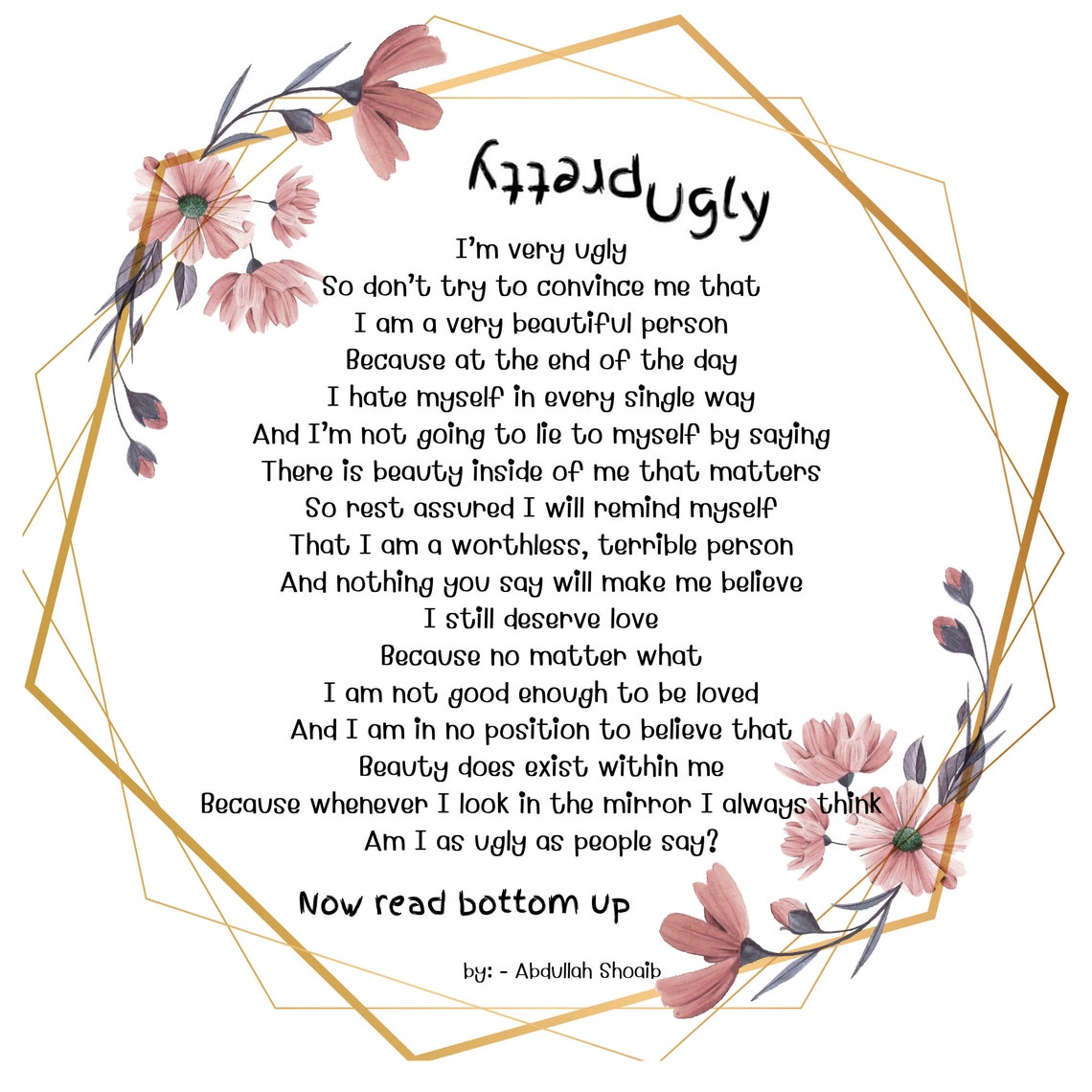 I’m so Ugly Backwards Poem - Etsy