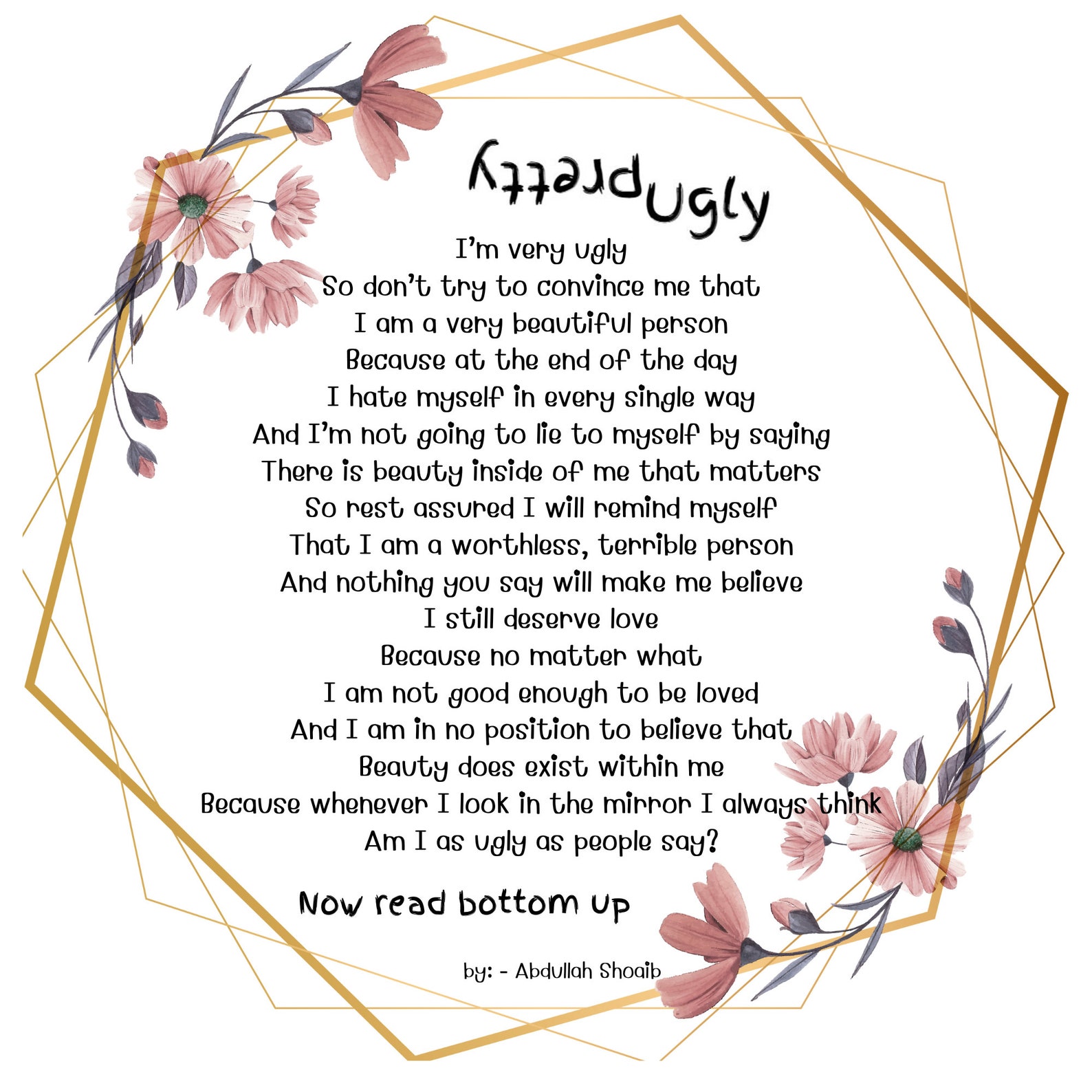 I’m so Ugly Backwards Poem - Etsy