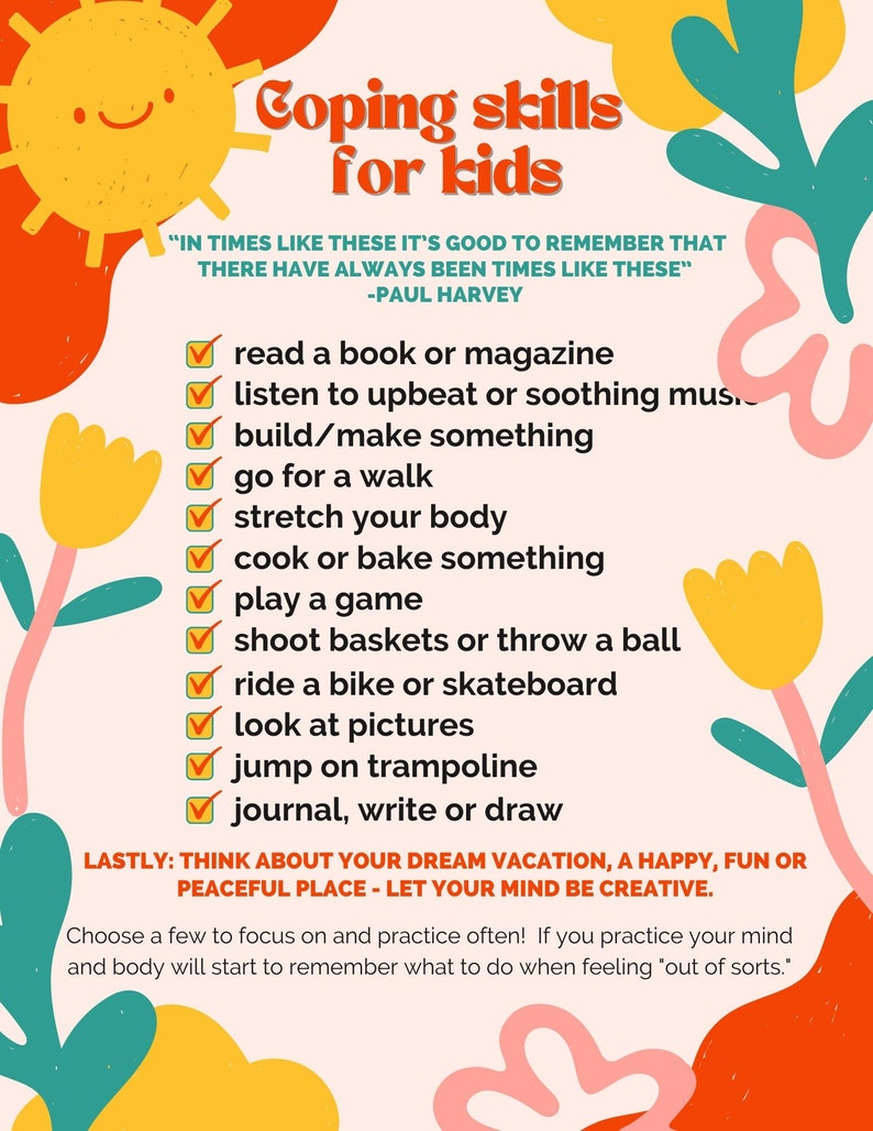 Coping Skills for Kids - Etsy