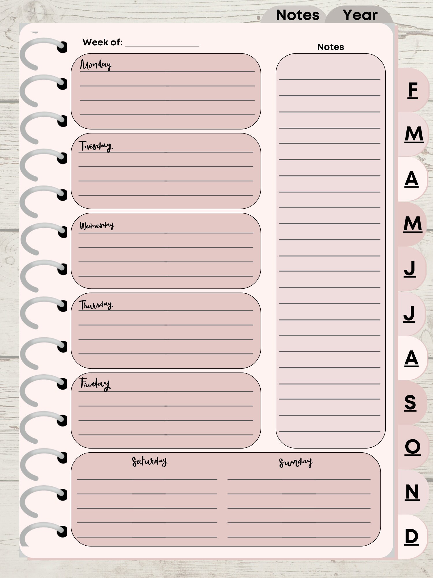 Digital Planner Printable Planner Fill in Weeks - Etsy