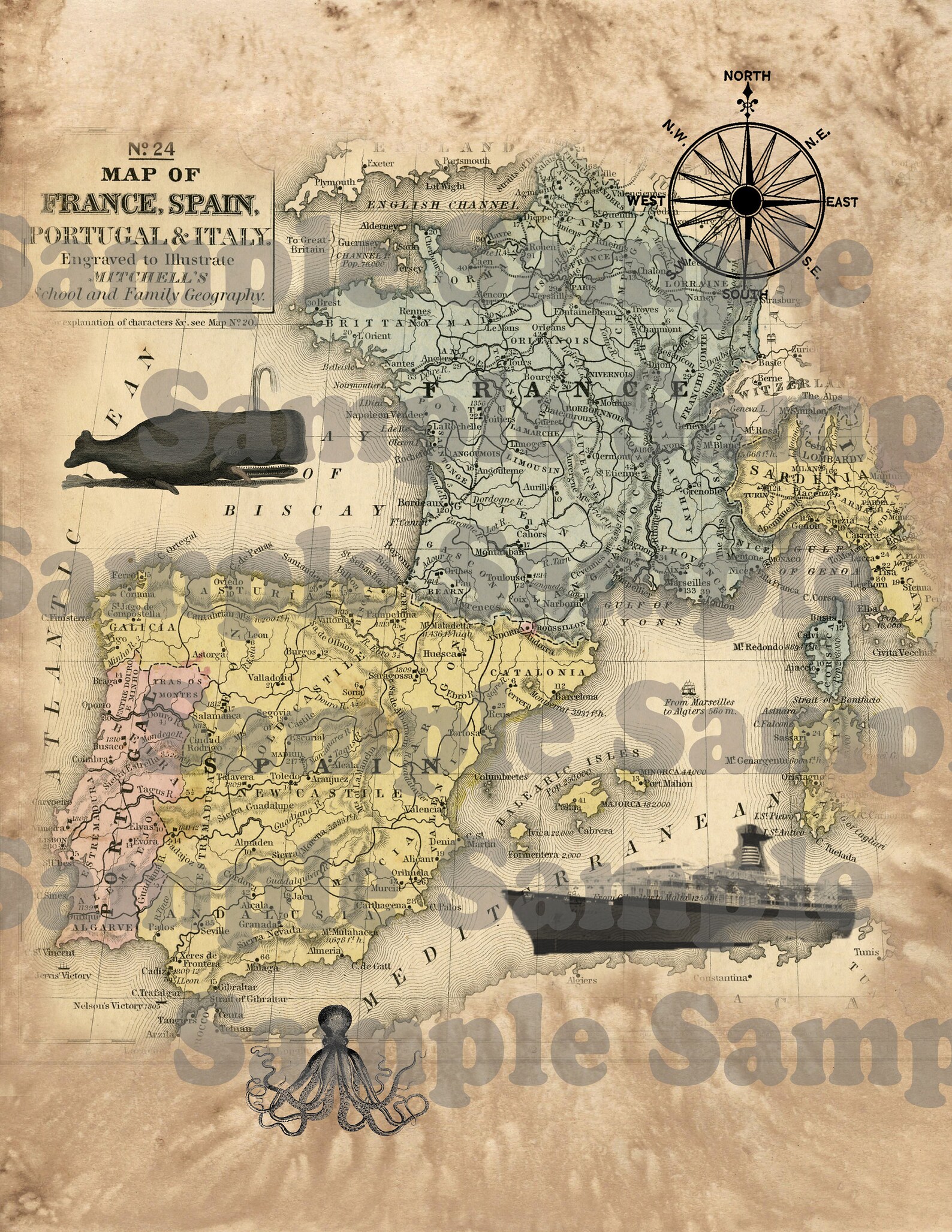 Altered Old Map Digital Download Only - Etsy