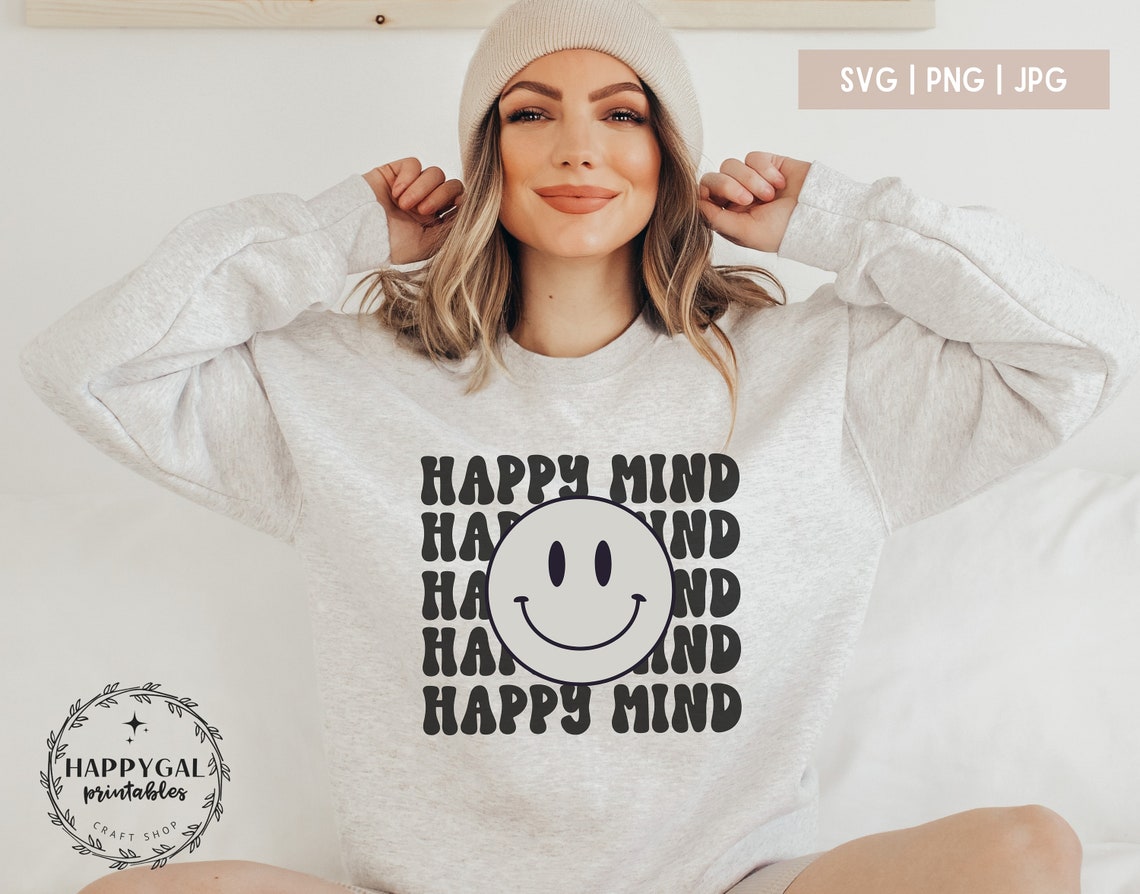 Happy Mind Smiley Face SVG PNG JPG, Mental Health (digital Download) - Etsy