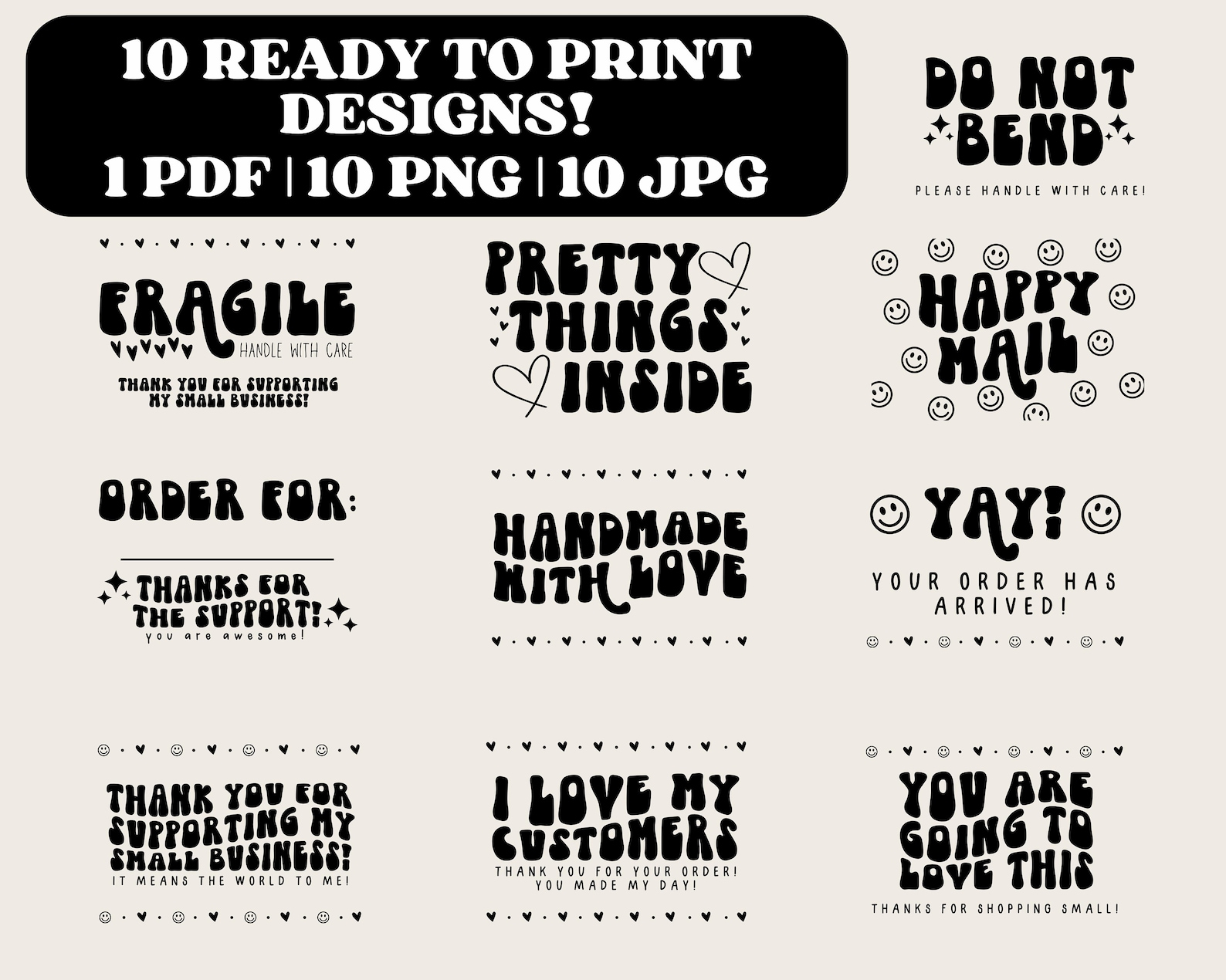 Thermal Printer Label Bundle Thermal Sticker Designs PNG for - Etsy