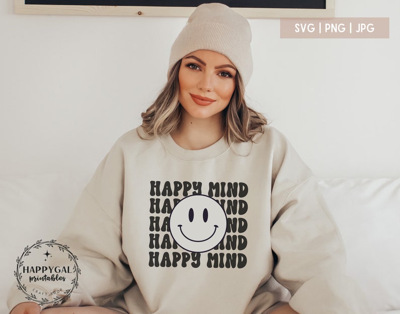 Happy Mind Svg Png Happy Face Svg Smiley Face Svg Mental - Etsy