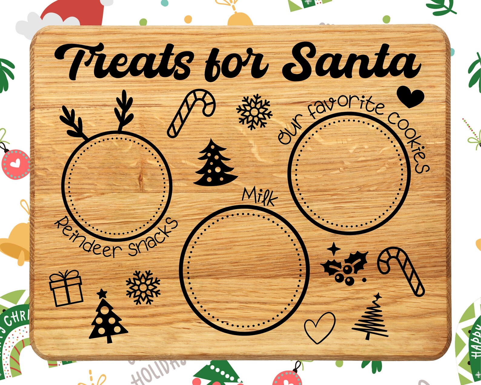 Santa Tray SVG, Christmas Cookies Plate, Cutting Board Design (digital ...