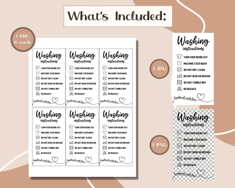 Printable Washing Instructions Tag Shirt Care Card for - Etsy