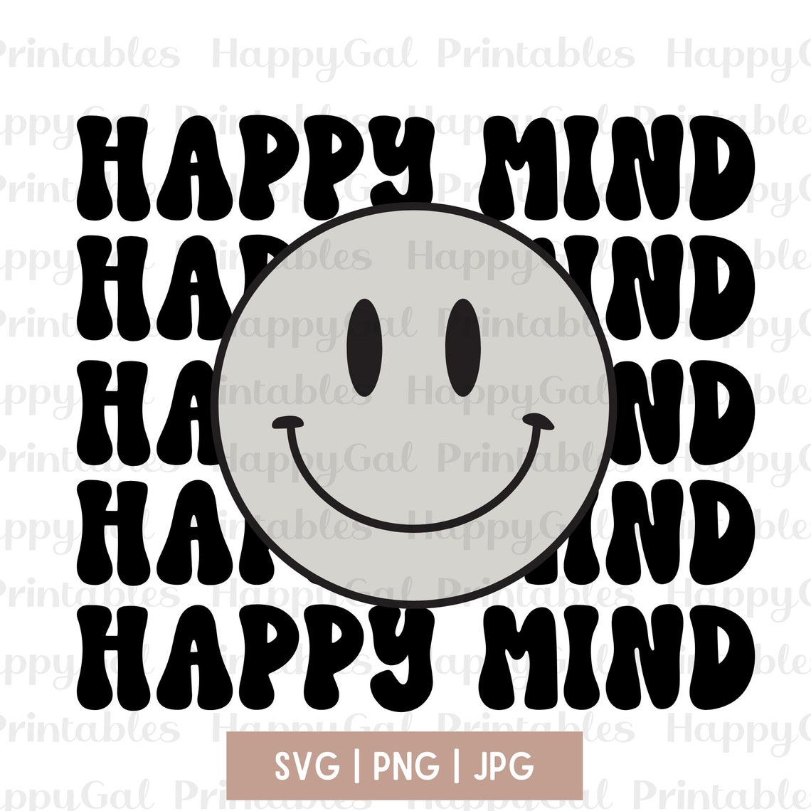 Happy Mind Smiley Face SVG PNG JPG, Mental Health (digital Download) - Etsy