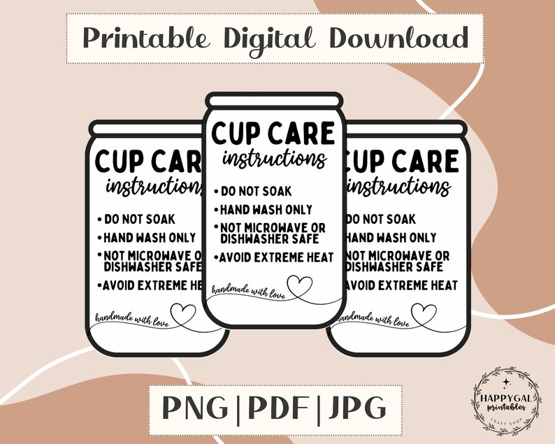 Cup Care Card Png, Libbey Glass Can, Simple Printable Washing ...