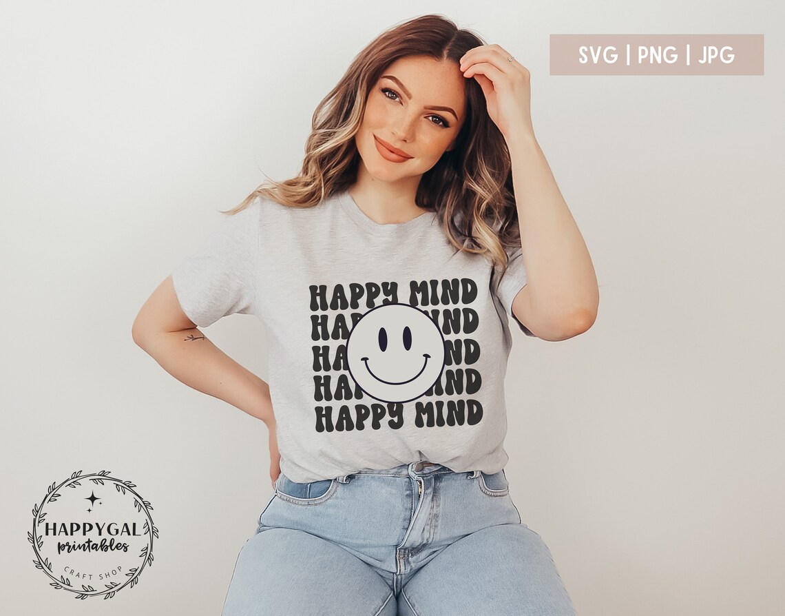 Happy Mind Smiley Face SVG PNG JPG, Mental Health (digital Download) - Etsy