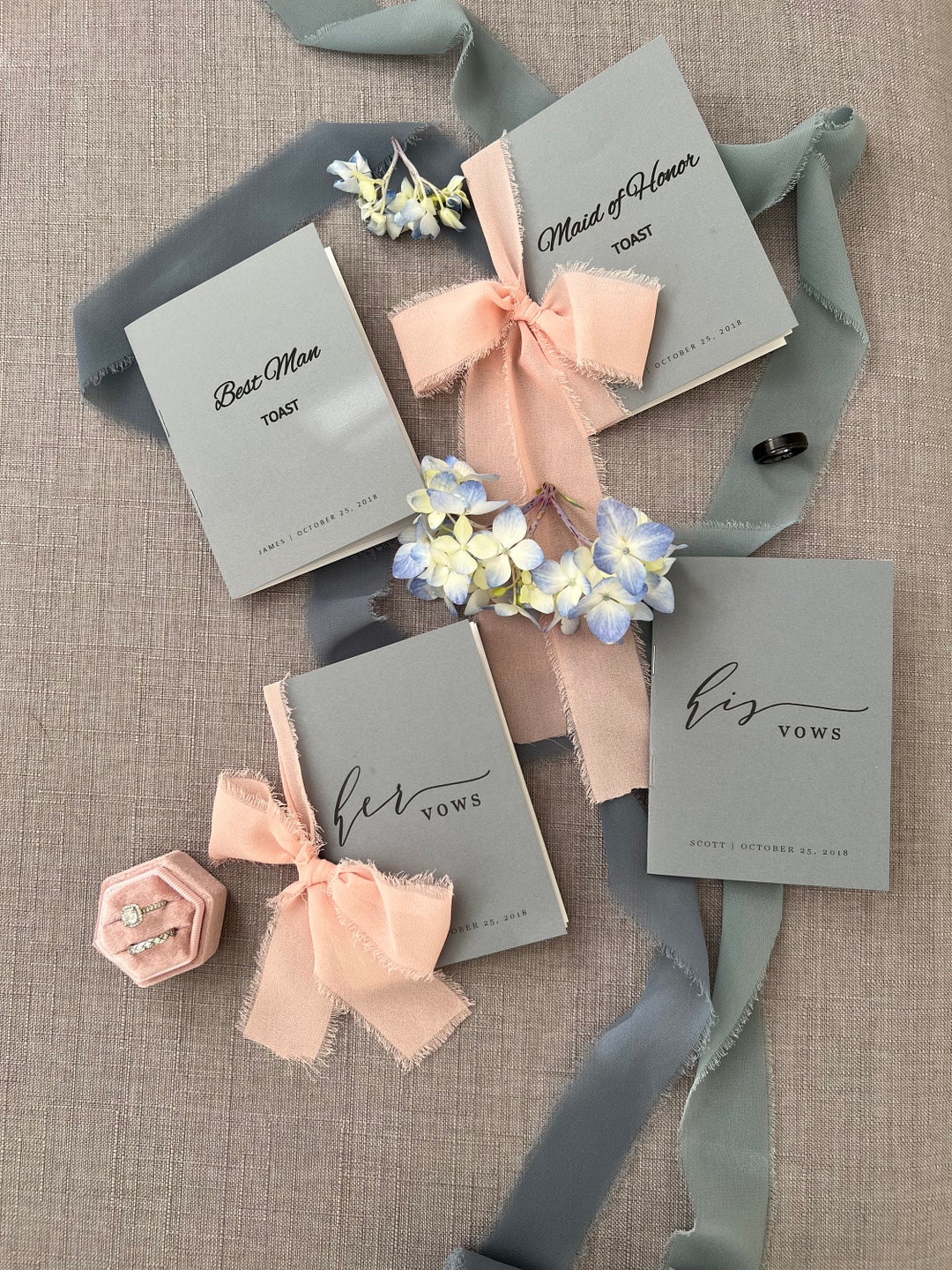 Wedding Vow and Toast Books in Grey Linen - Etsy