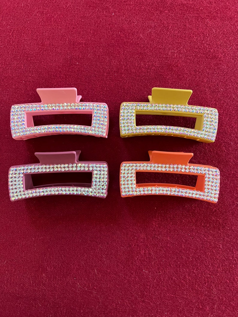 Rhinestone Rectangular Hair Claw Clip - Etsy