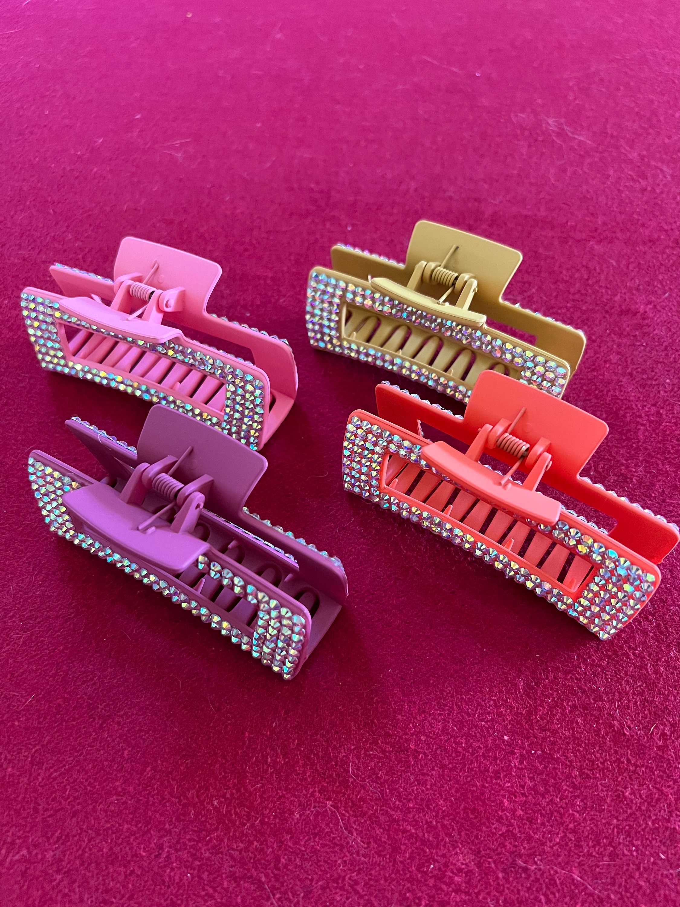 Rhinestone Rectangular Hair Claw Clip - Etsy