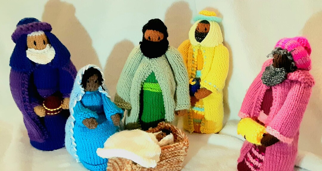 Handmade Knit Nativity Scene Not Whitewashed Fun Colors - Etsy