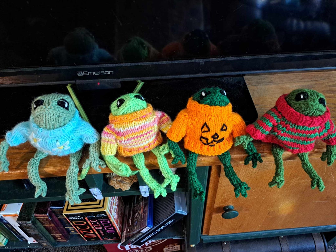 Seasonal Decor Frogs With Sweaters Handmade Plushies - Etsy