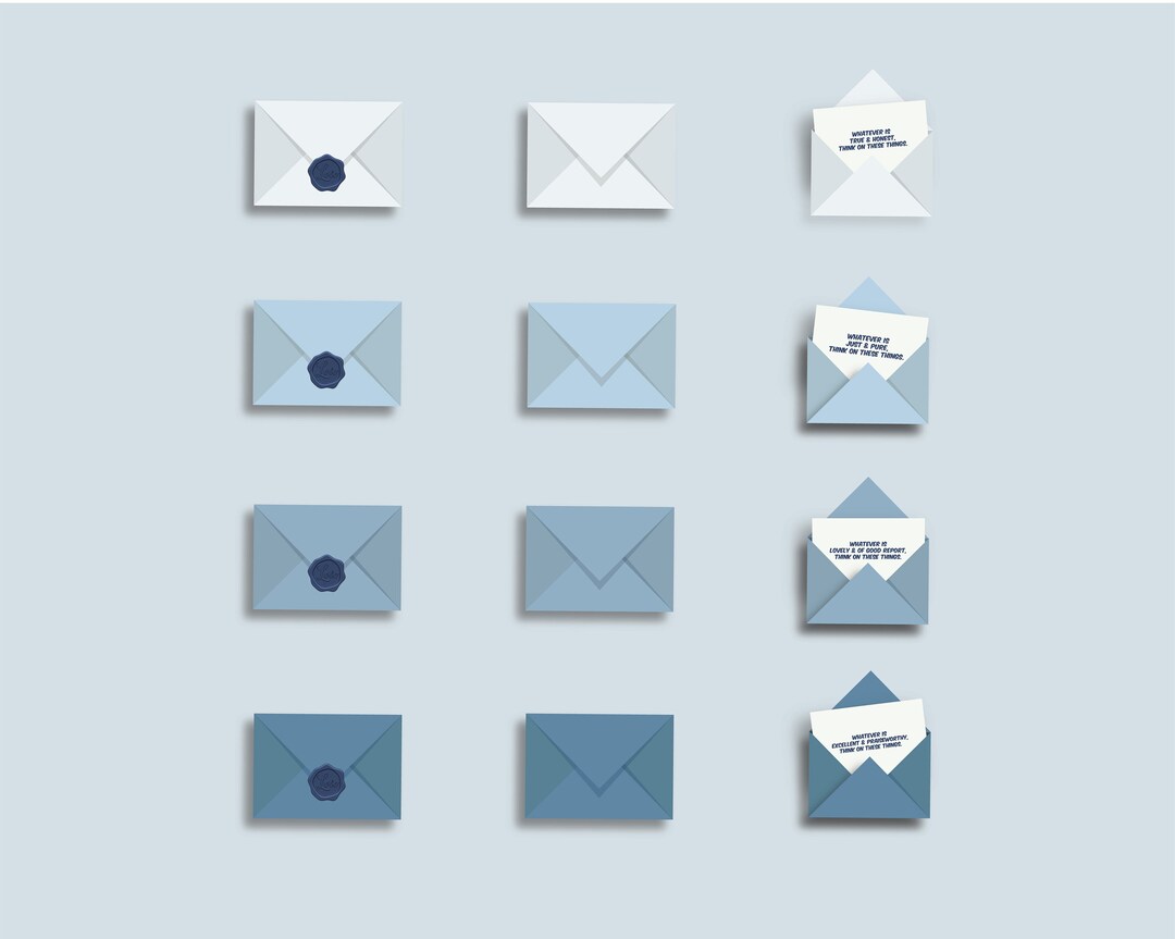 Blue Love Letter Envelope Desktop Icons for Mac or Windows (digital ...