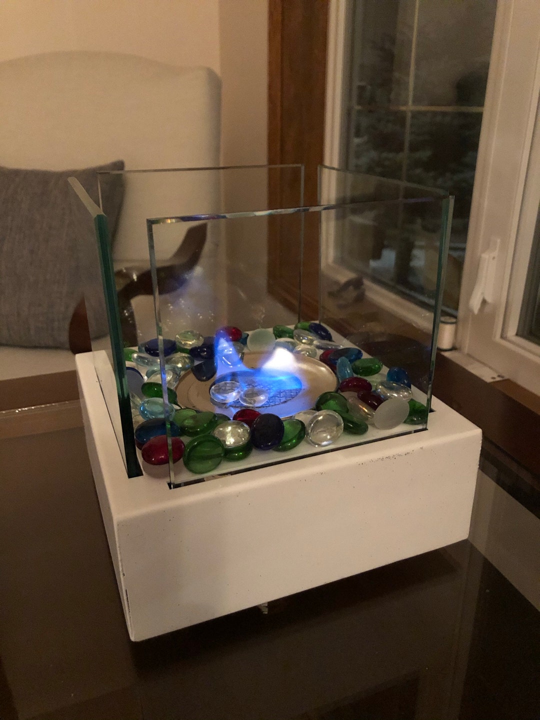Indoor Portable Fireplace, Housewarming Gift, White Square Tabletop ...