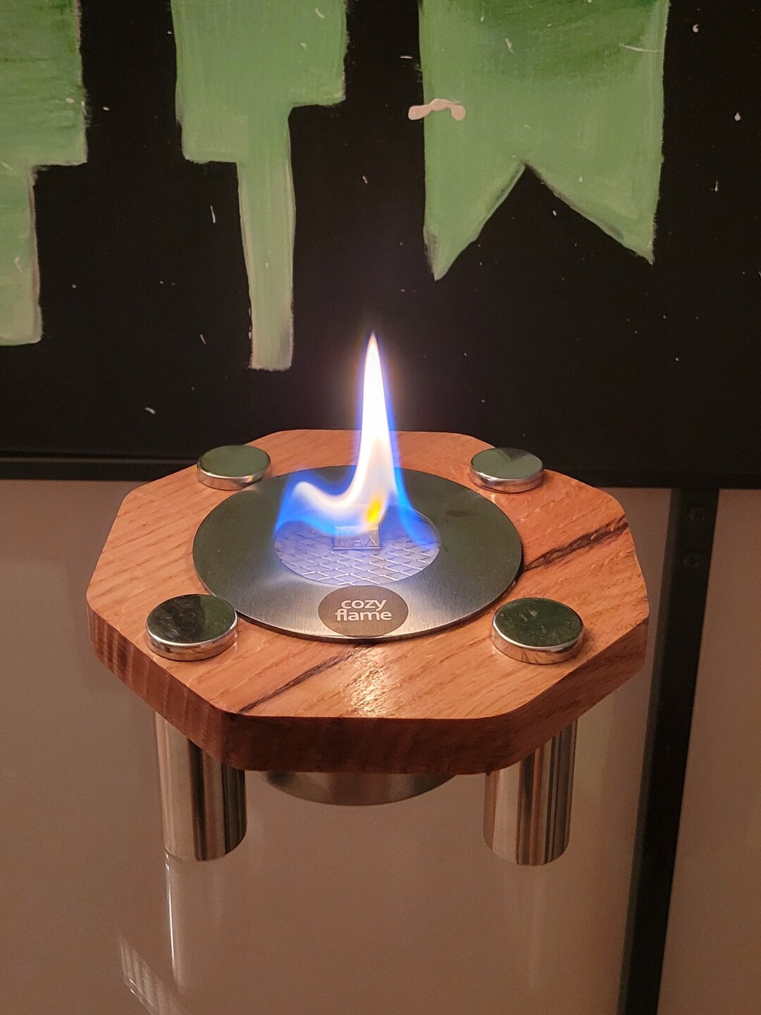 Indoor Portable Fire Pit, Christmas Gift Idea, Hexagon Wood Tabletop ...