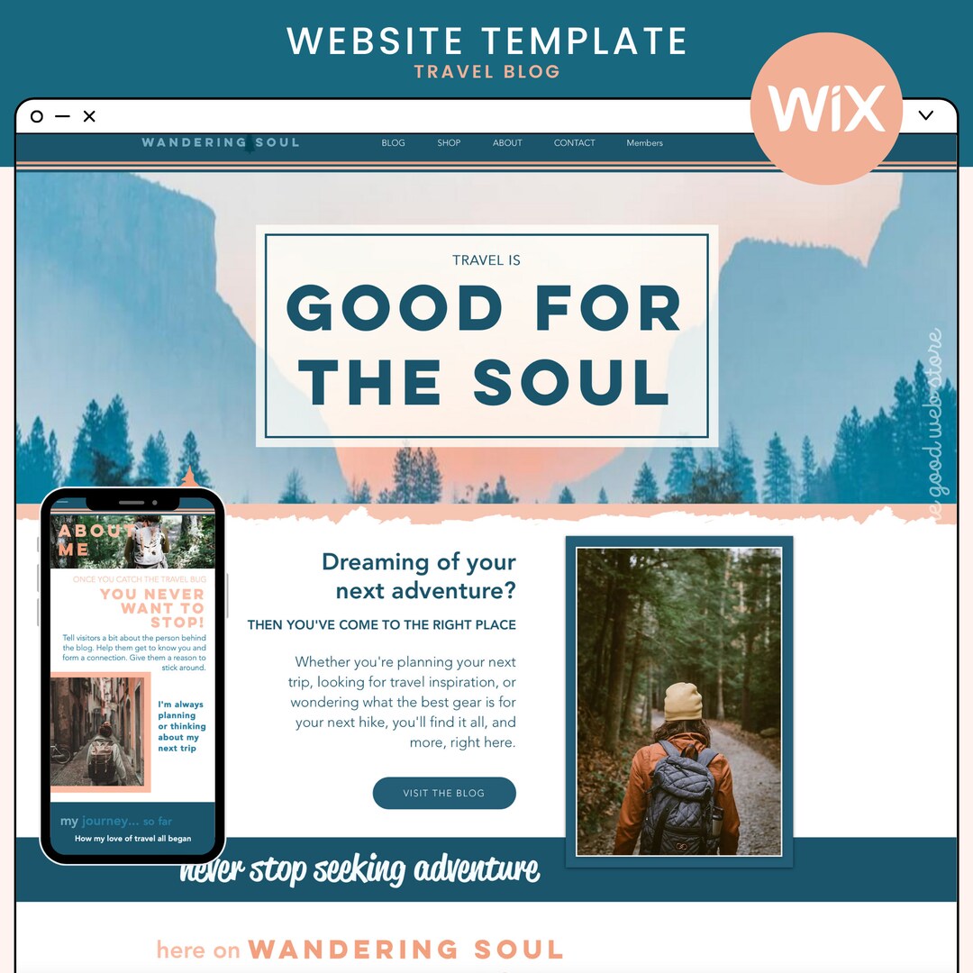 WIX Website Template - Travel Blog - Blogger Template - Wanderlust ...