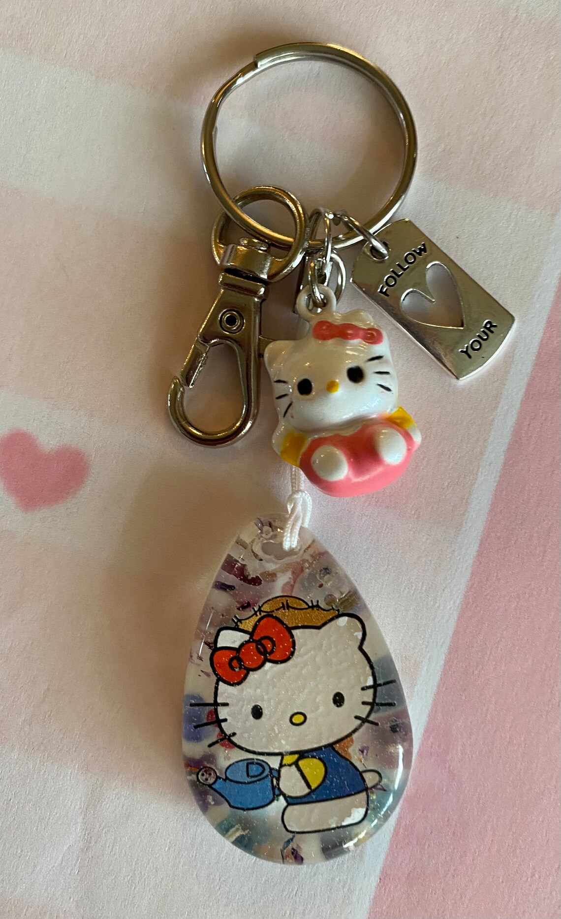 Hello Kitty Follow Your Heart Key Ring With Little Kitty Bell - Etsy Canada