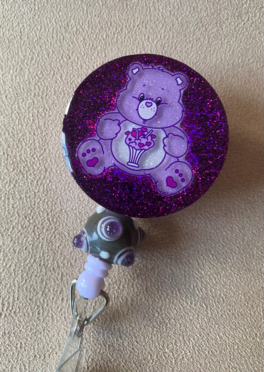 Purple ID Badge Reel/keyring/care Bear - Etsy