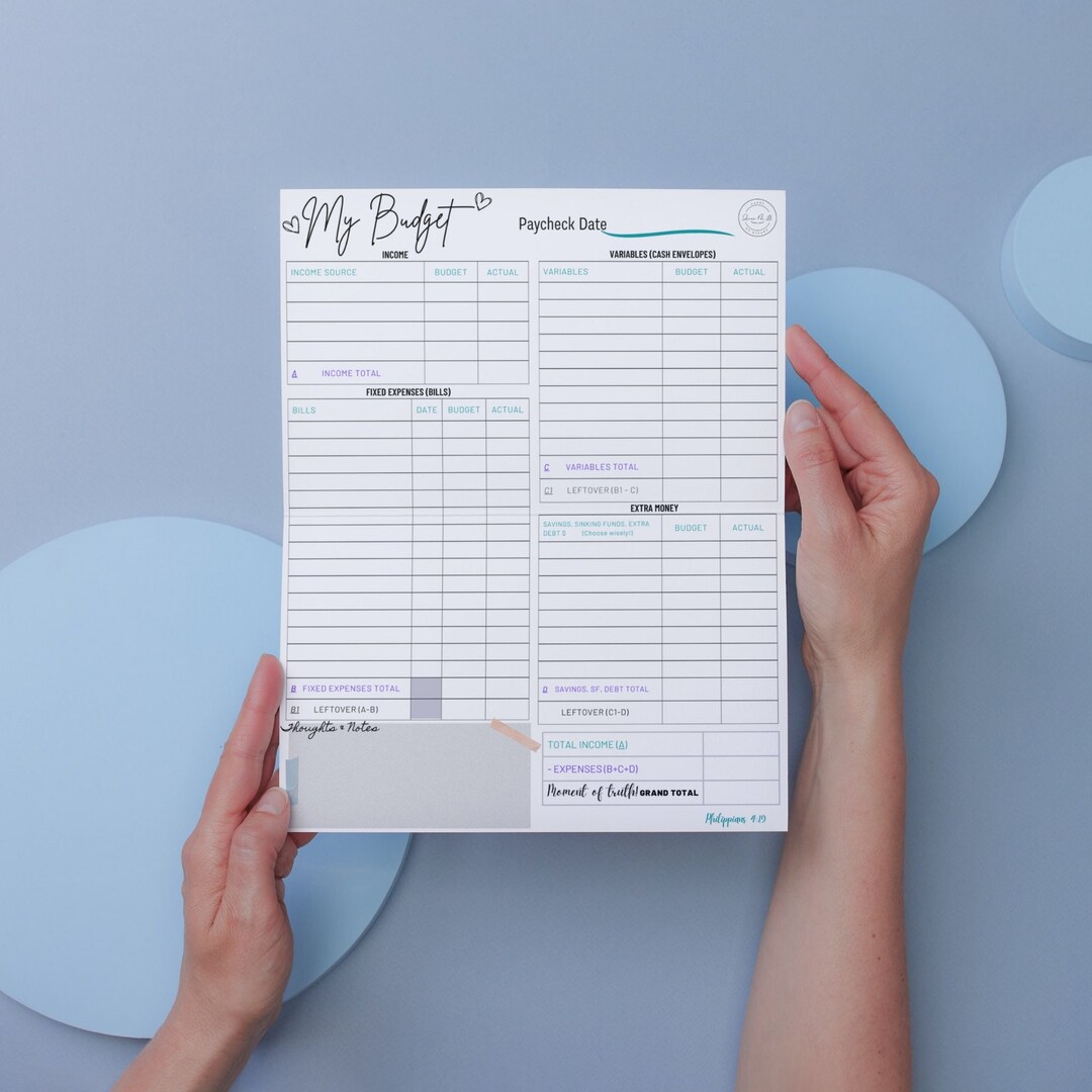 Budget Notepad, Printed Budget Sheet, Paycheck Budget, Budget Planner ...