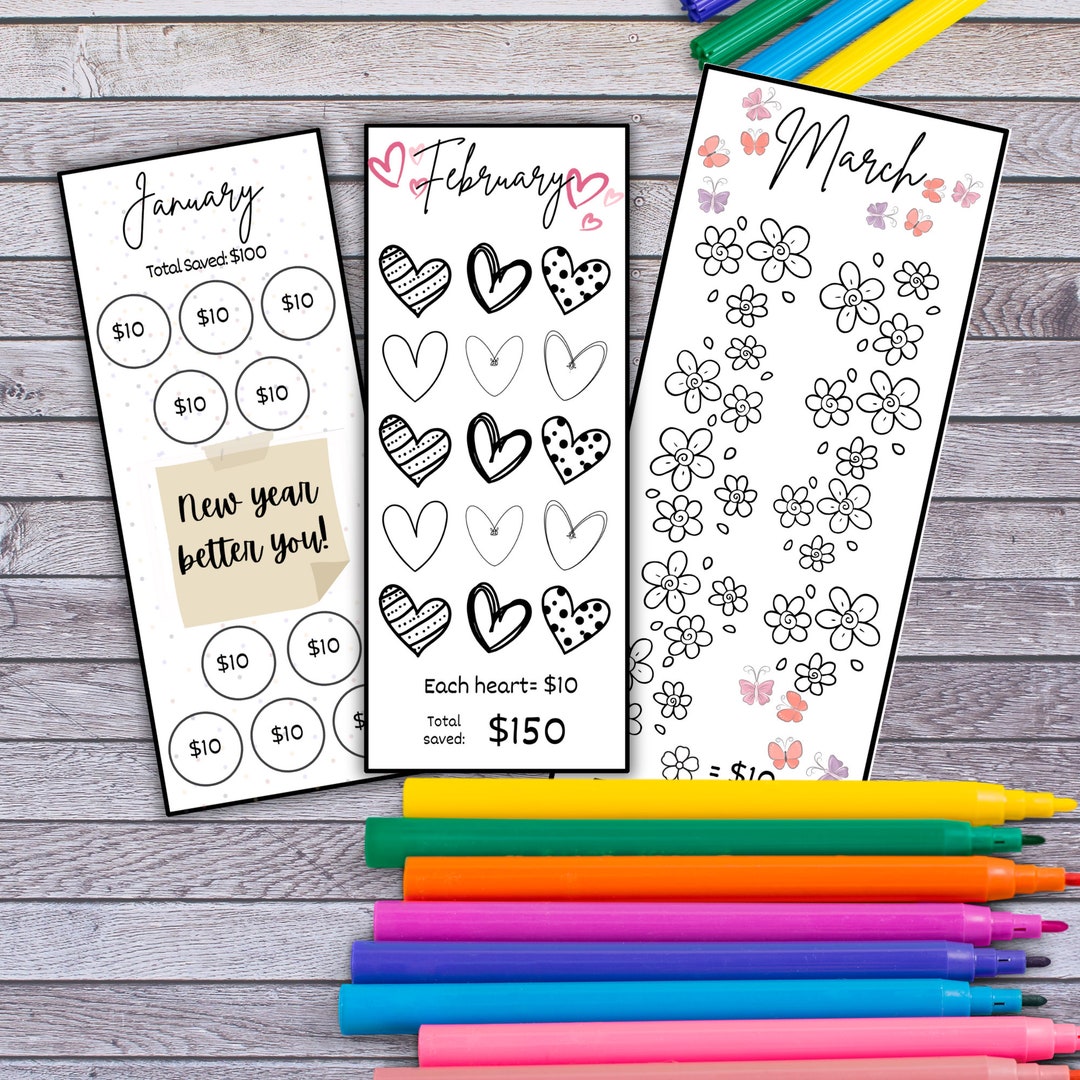 12 Month Savings Challenge Bundle, Savings Challenge Bundle, Mini ...